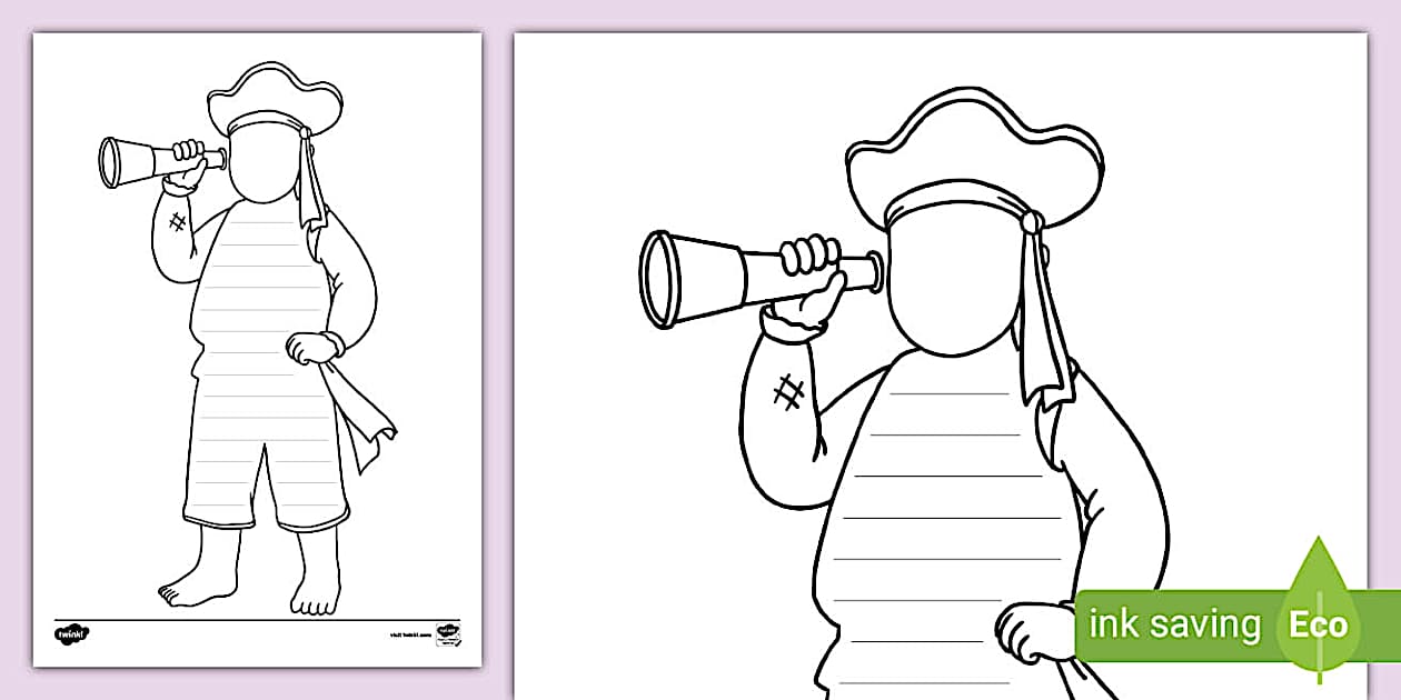 Pirate Outline Writing Template (teacher made) - Twinkl