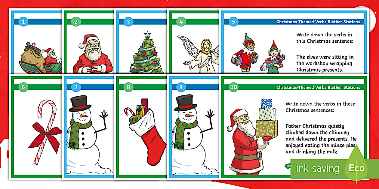 Christmas-Themed Verbs Blether Stations (teacher made)