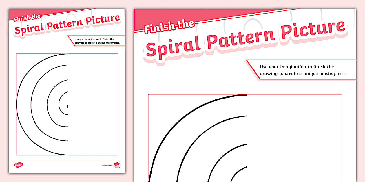 Finish the Spiral Pattern Picture Worksheet (teacher made)