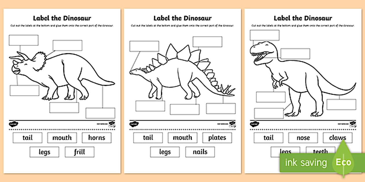 Label the Dinosaur Worksheet | Primary Resources - Twinkl