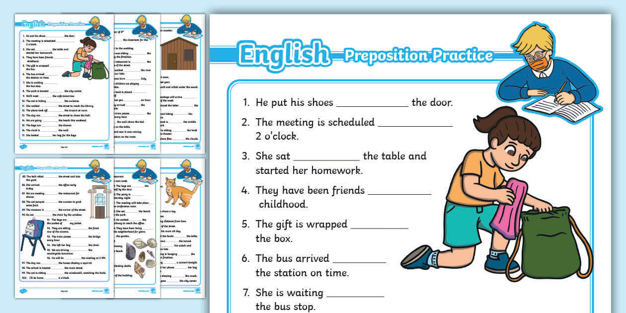 English Prepositions Exam Revision 1 (teacher made) - Twinkl
