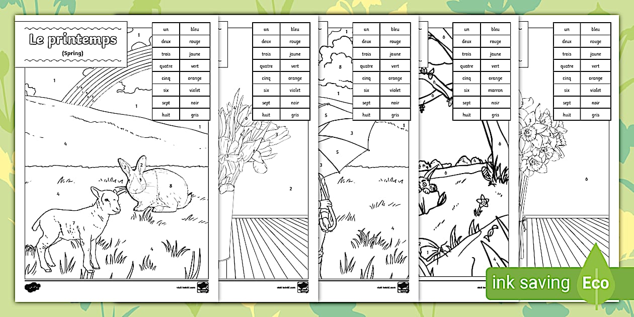 👉 French: Spring Colour by Number Activity Sheets