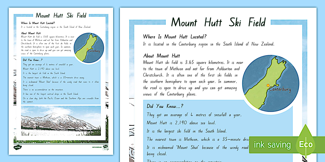 Mount Hutt Ski Field Fact File