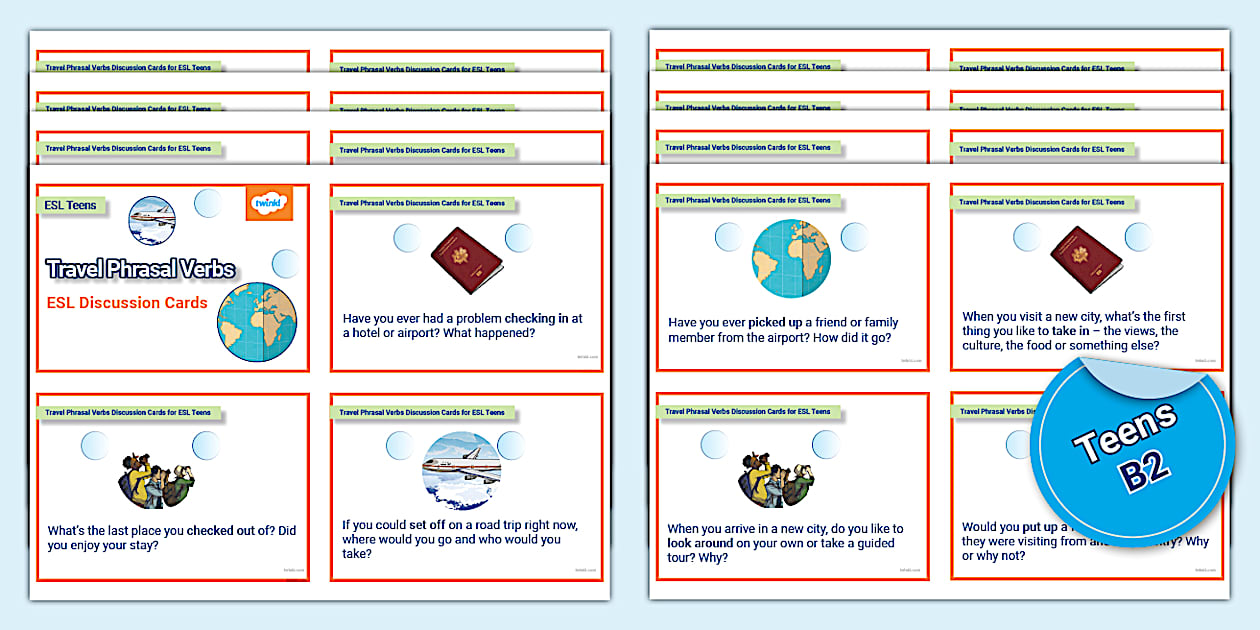 Travel Phrasal Verbs ESL Discussion Cards for B2 Teens