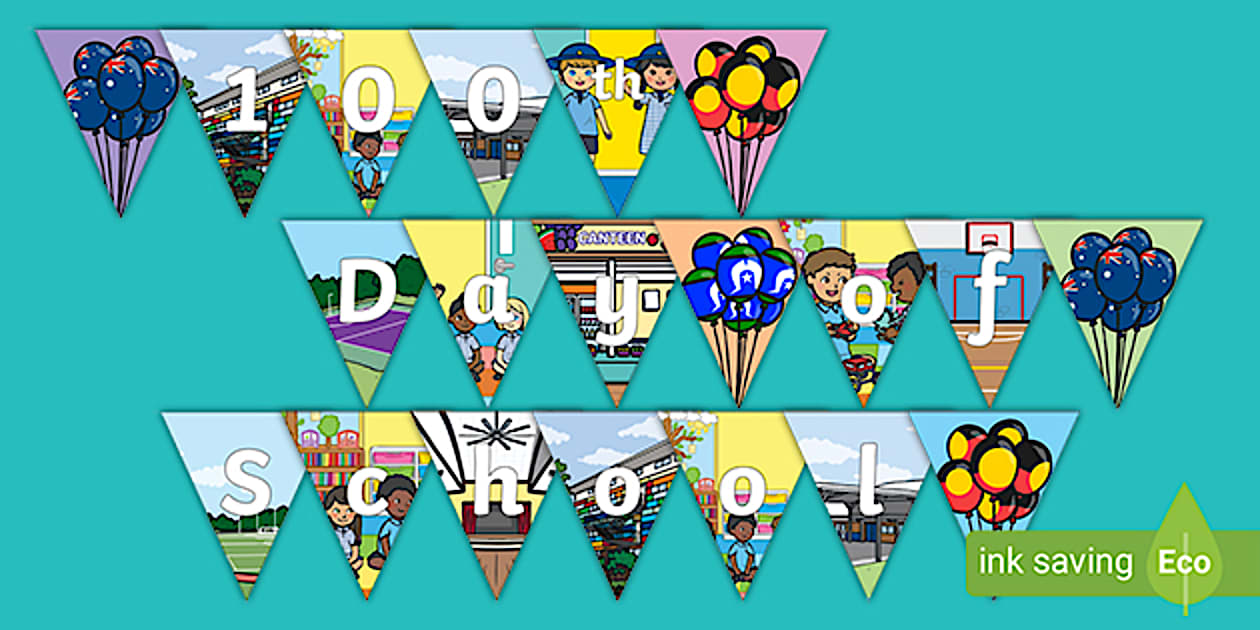 100 Days of School Display Bunting (teacher made) - Twinkl