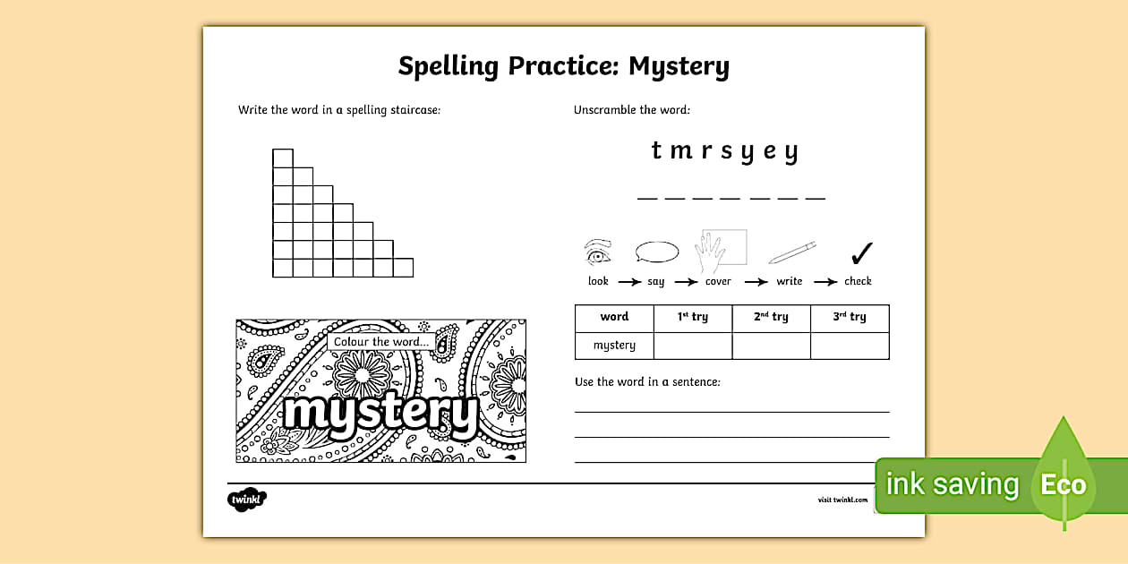 Mystery Spelling Practice Worksheet (Teacher-Made) - Twinkl