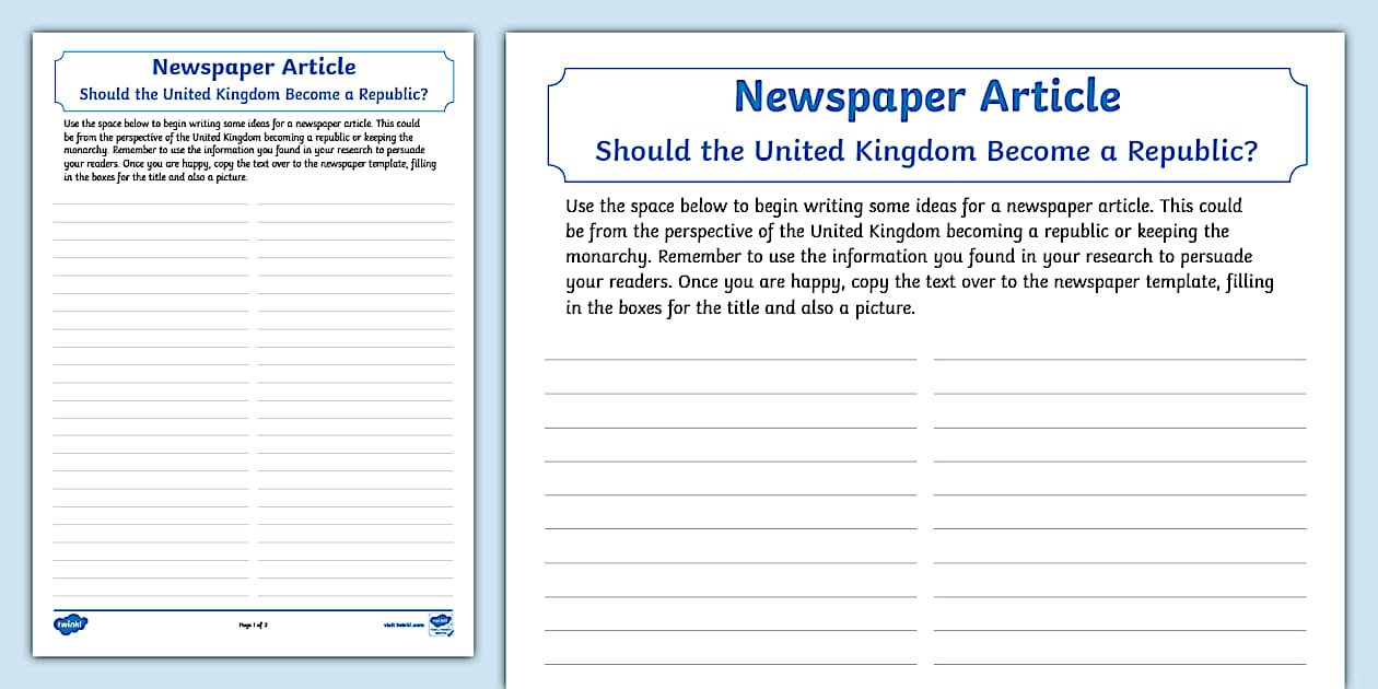 Republic or Monarchy Newspaper Article (teacher made)