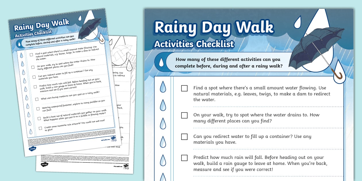 Rainy Day Walk Activities Checklist (teacher made) - Twinkl