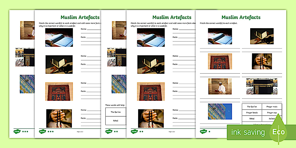 Muslim Artefacts Differentiated Worksheet / Worksheets