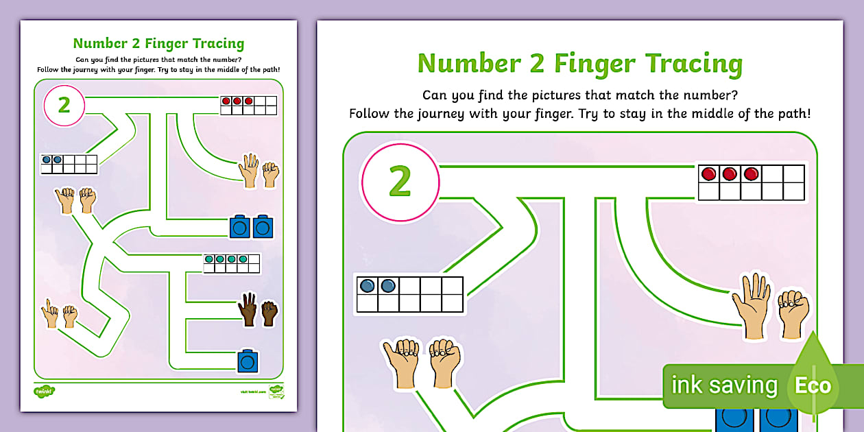 👉 Subitising Number 2 Finger Tracing Activity - Twinkl