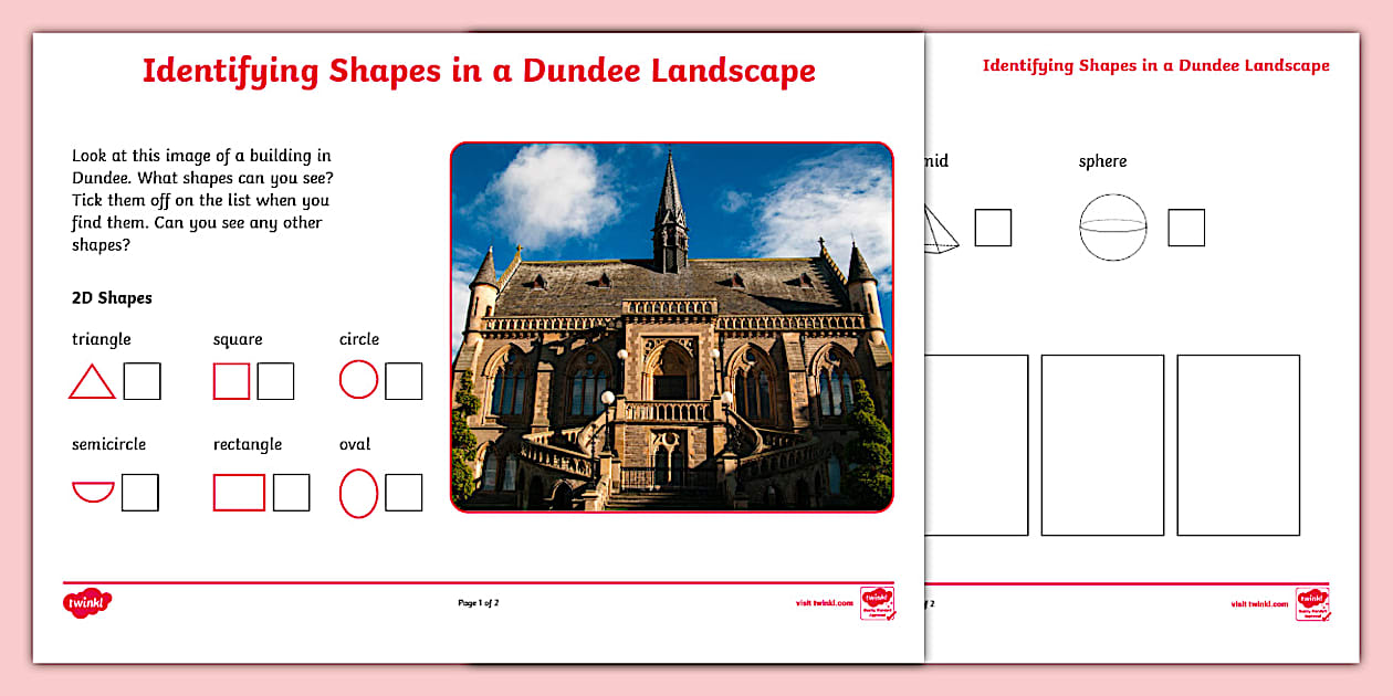 Identifying Shapes in a Dundee Landscape Activity Sheet