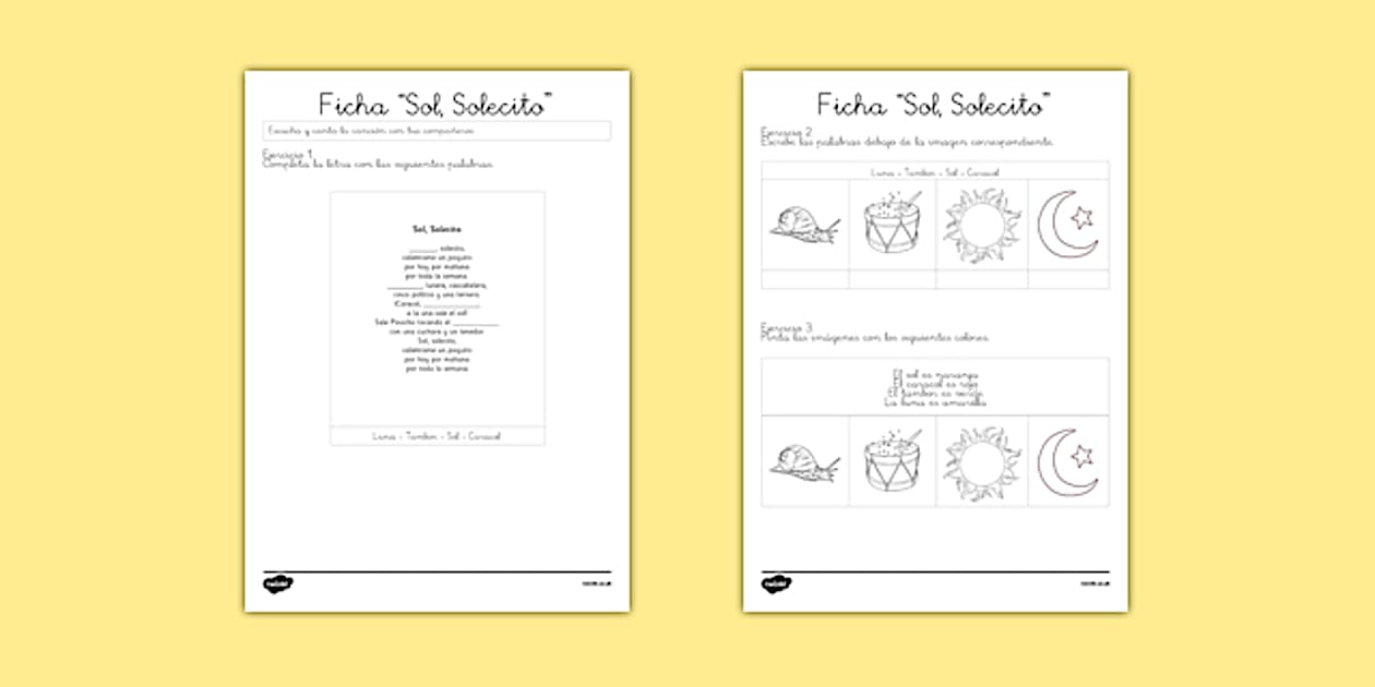 Ficha de actividad: "Sol, Solecito" | Canción infantil