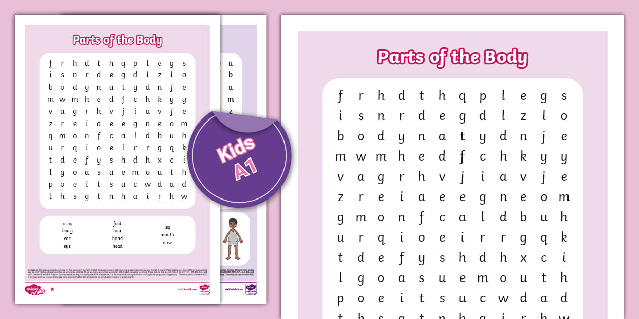 ESL Parts of the Body Word Search by Twinkl (teacher made)