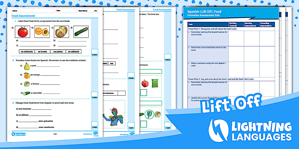 👉 Spanish Food Assessment Pack - Lightning Languages