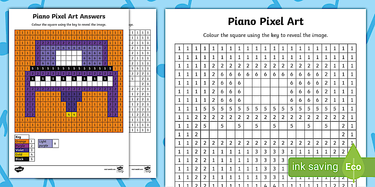 Piano Pixel Art Template (teacher made) - Twinkl