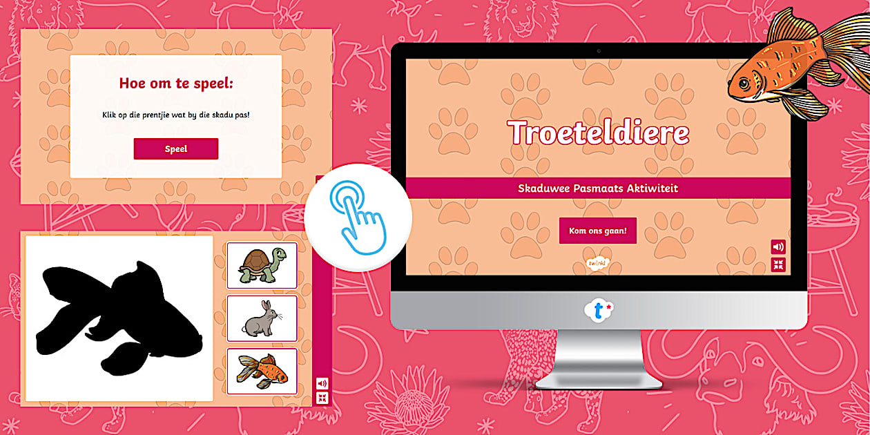 Troeteldiere: Skaduwee Pasmaats Speletjie (teacher made)