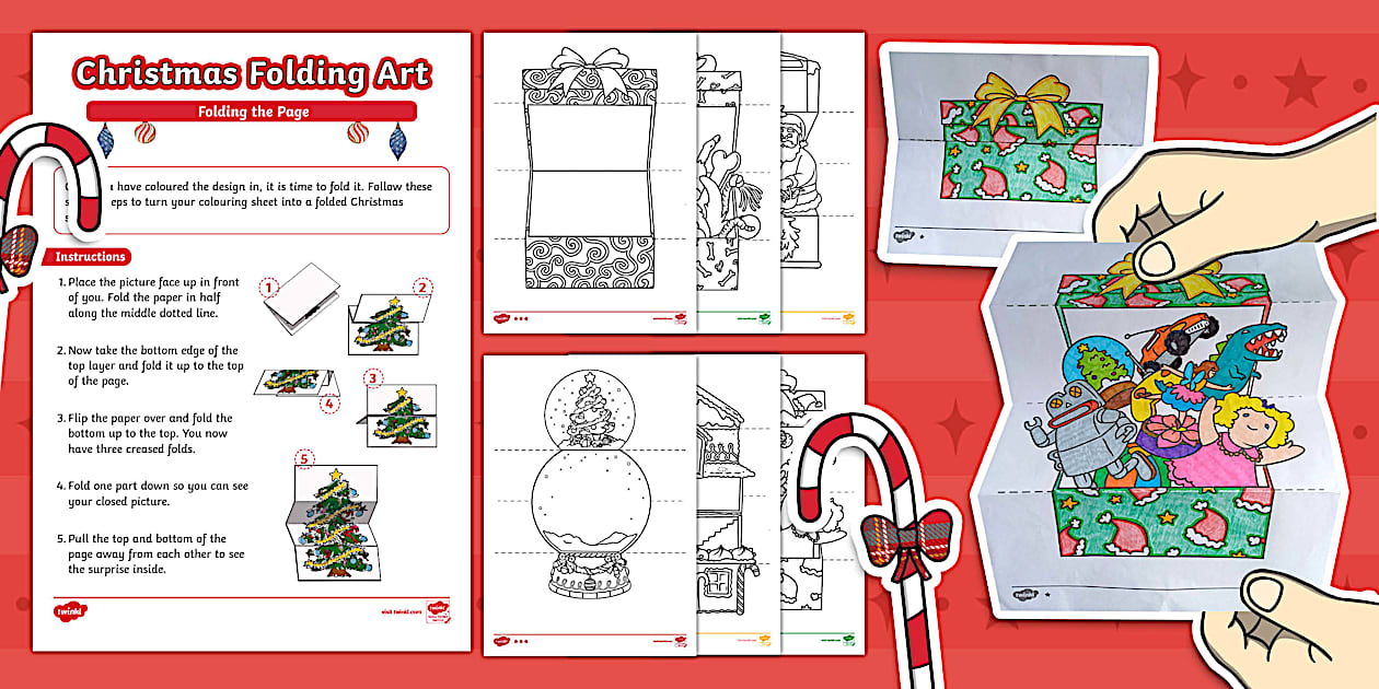 Christmas Folding Art Colouring Sheets (Teacher-Made)