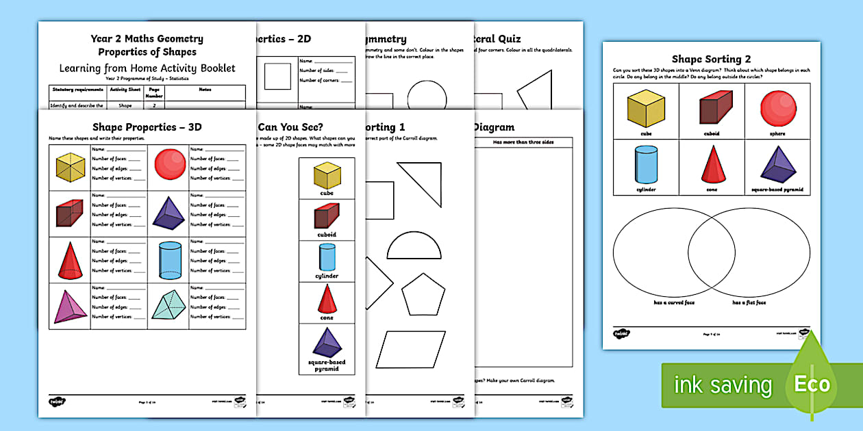Properties of Shapes Home Learning Activity Booklet - Twinkl