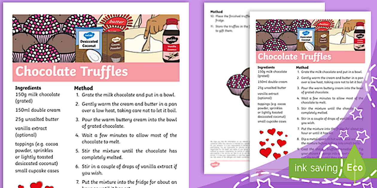 Chocolate Truffles Recipe (teacher made) - Twinkl