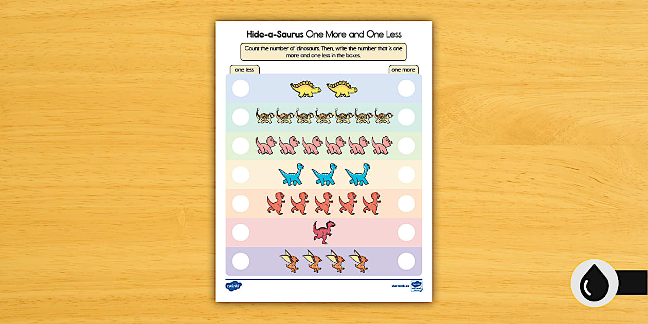 Hide-a-Saurus: One More, One Less Dinosaurs Activity Sheet