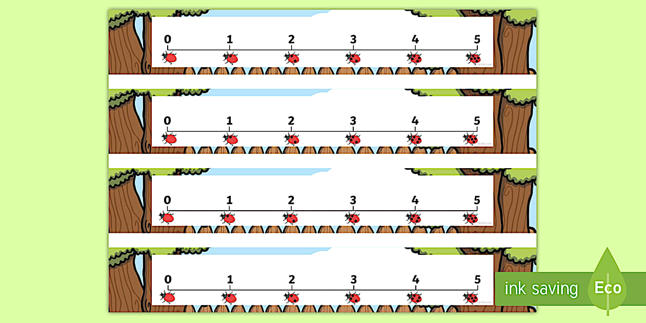 Ladybird 0-5 Number Line - Printable Number Lines - Twinkl