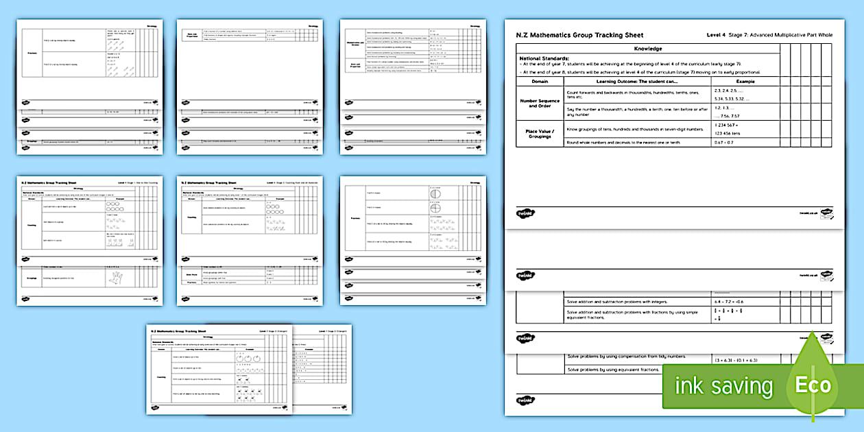 Editable NZ Maths Group Tracking Sheets for Stages 0-7