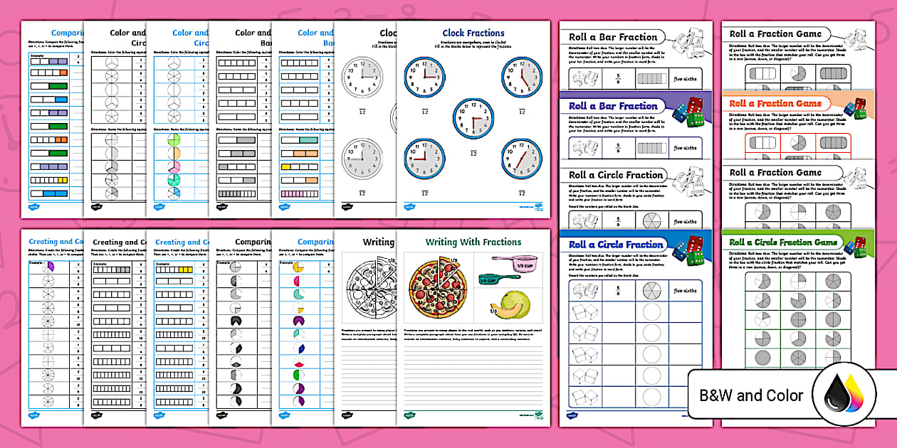Third Grade Fractions Activity Pack (Teacher-Made) - Twinkl