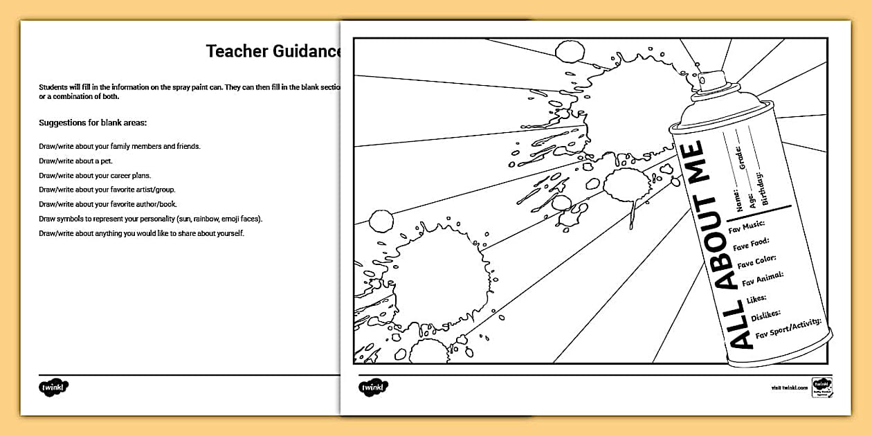 All About Me Art Worksheet