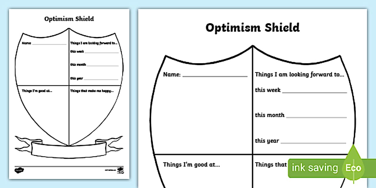 KS2 Optimism Shield Activity Sheet (teacher made) - Twinkl