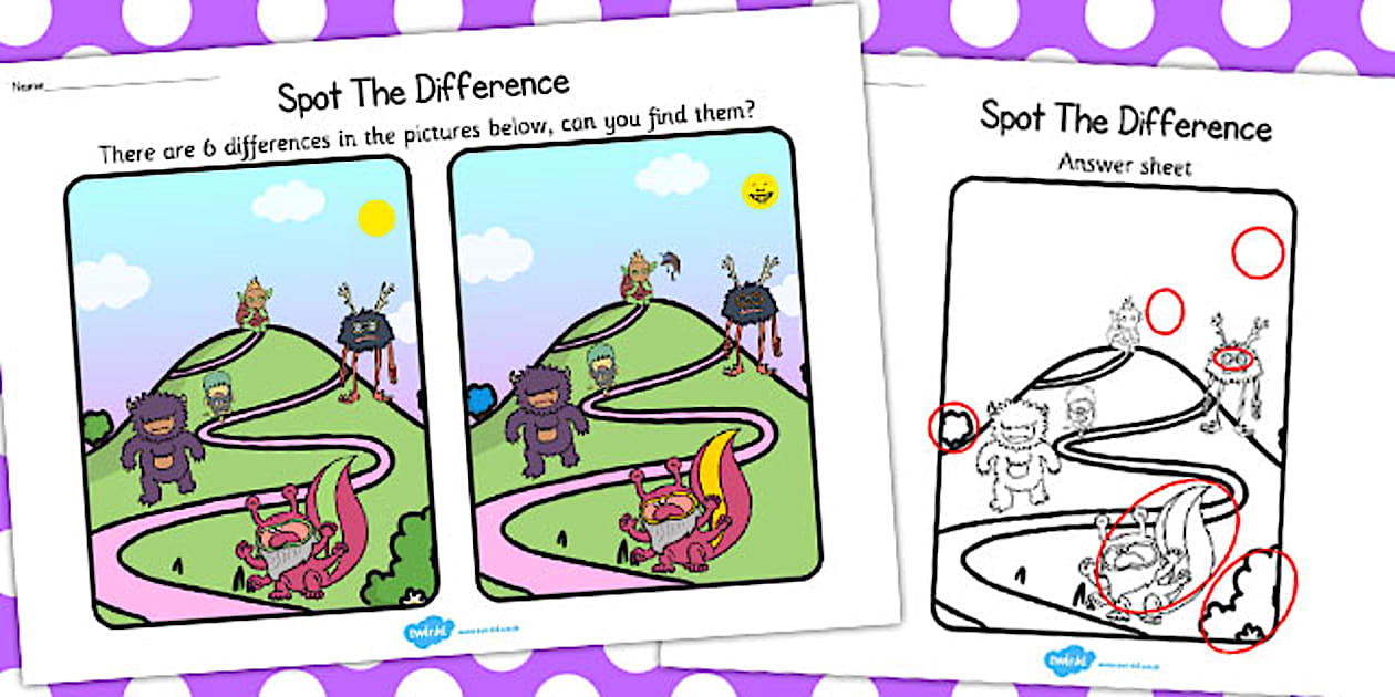 Monsters Spot the Difference Activity (teacher made)