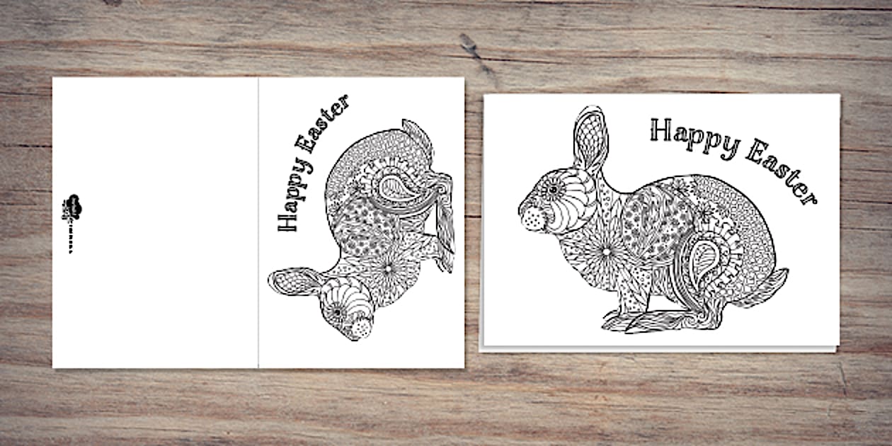 Easter Bunny Mindfulness Colouring Card | Twinkl Party