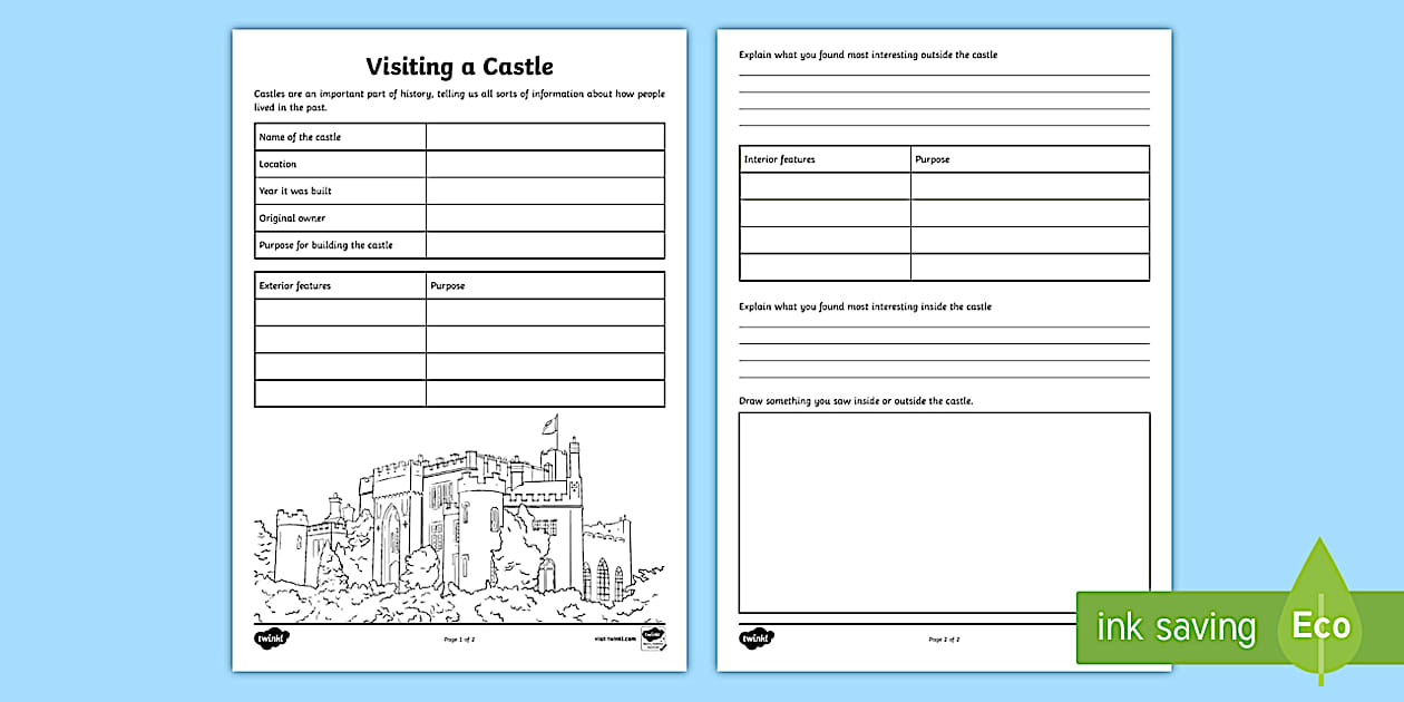 FREE! - Visiting a Castle Worksheet (Teacher-Made) - Twinkl