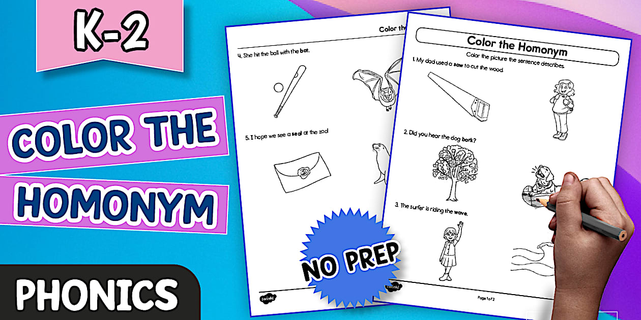 Color the Homonym Worksheet