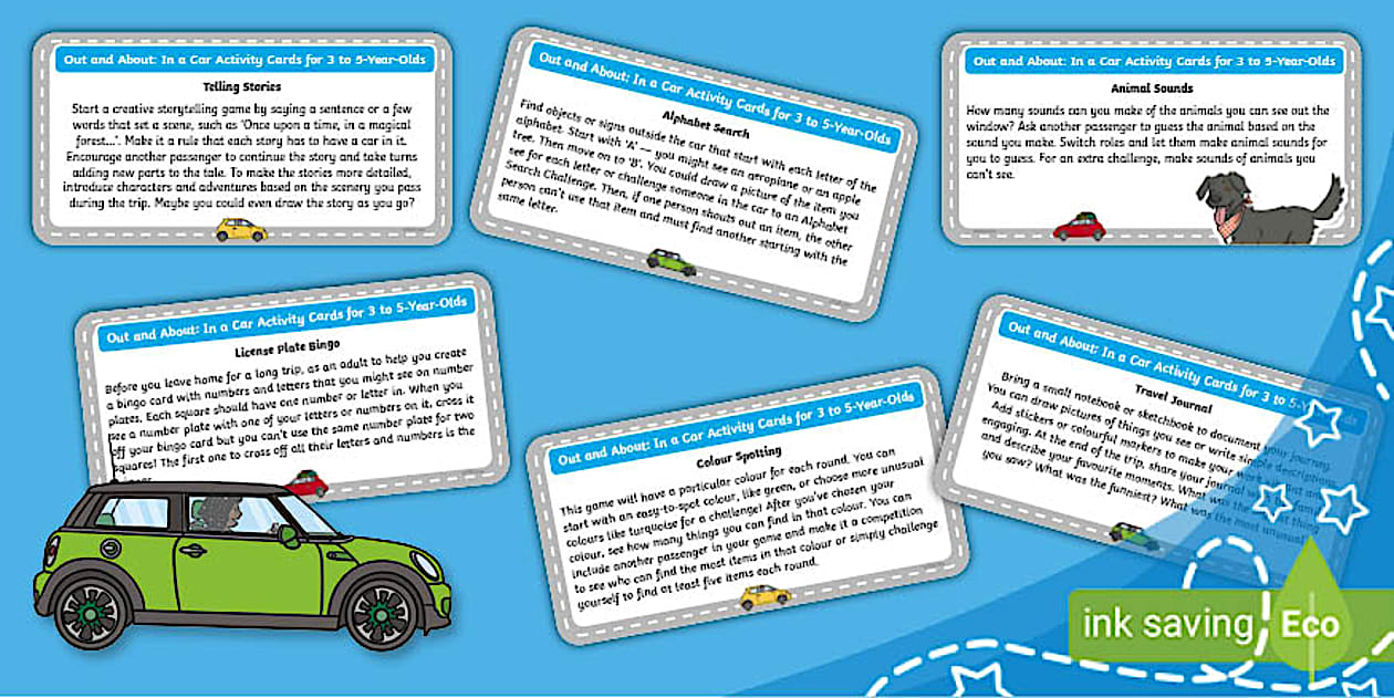 Out and About: In a Car Activity Cards for 3 to 5-Year-Olds