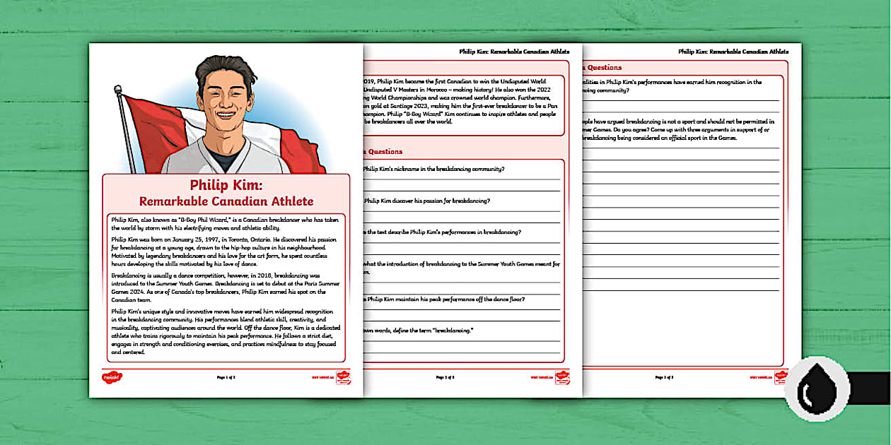 Philip Kim Remarkable Canadian Athlete Reading Comprehension