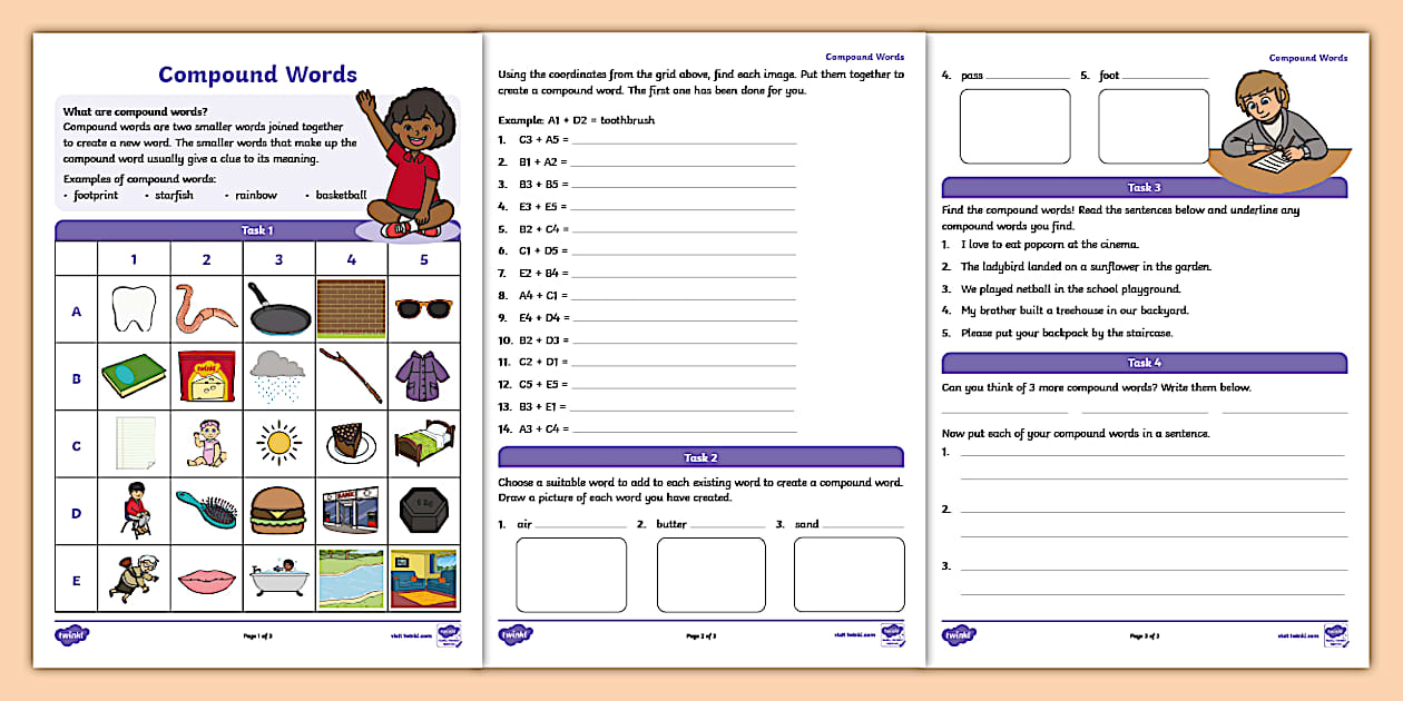 Compound Words Activity Sheets for Key Stage 1 - Twinkl