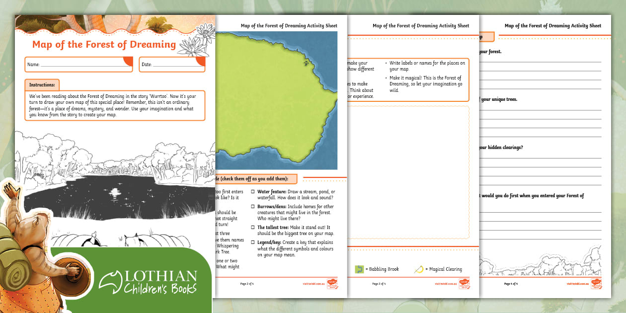 'Wurrtoo' Forest of Dreaming Map Activity Sheet | Twinkl