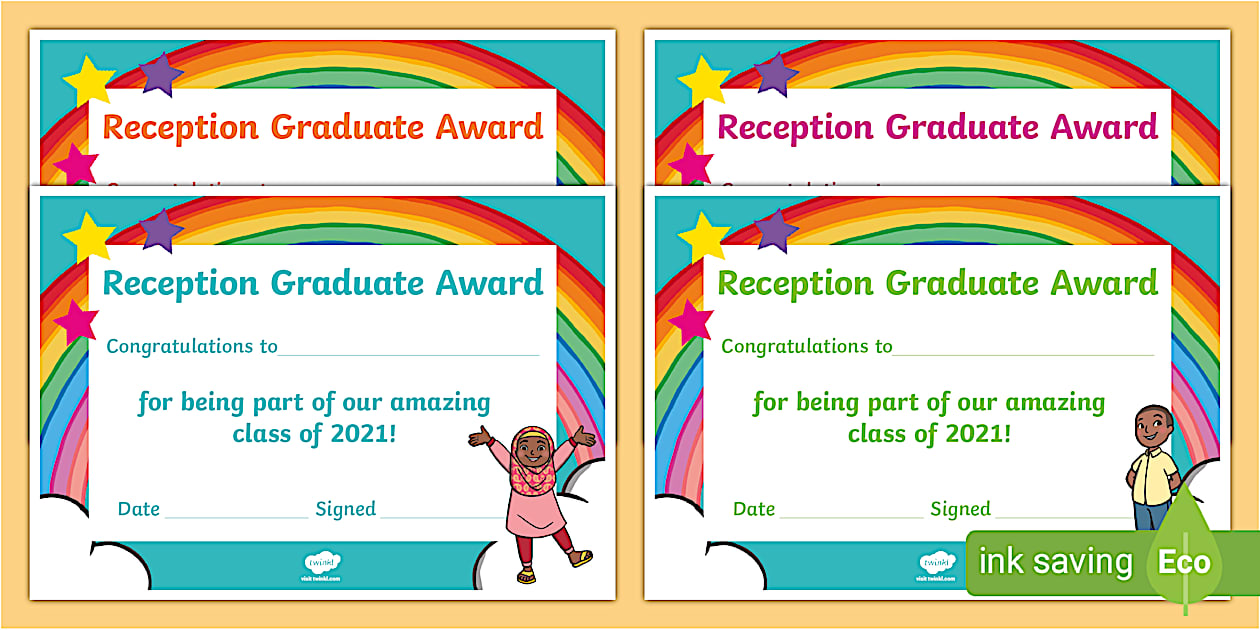 Editable Reception Graduate Award Certificates Class of 2021