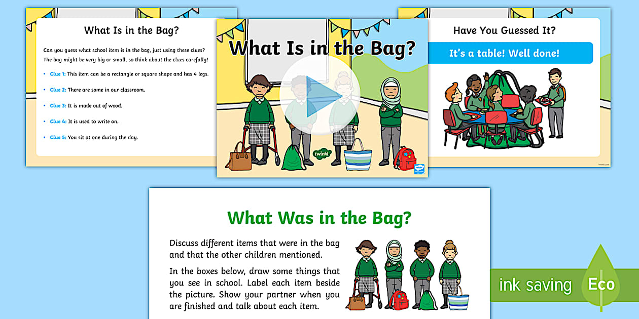 What Is in the Bag? School Items Activity Pack - Twinkl