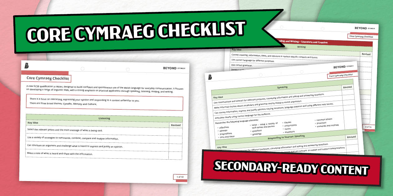 Core Cymraeg Checklist