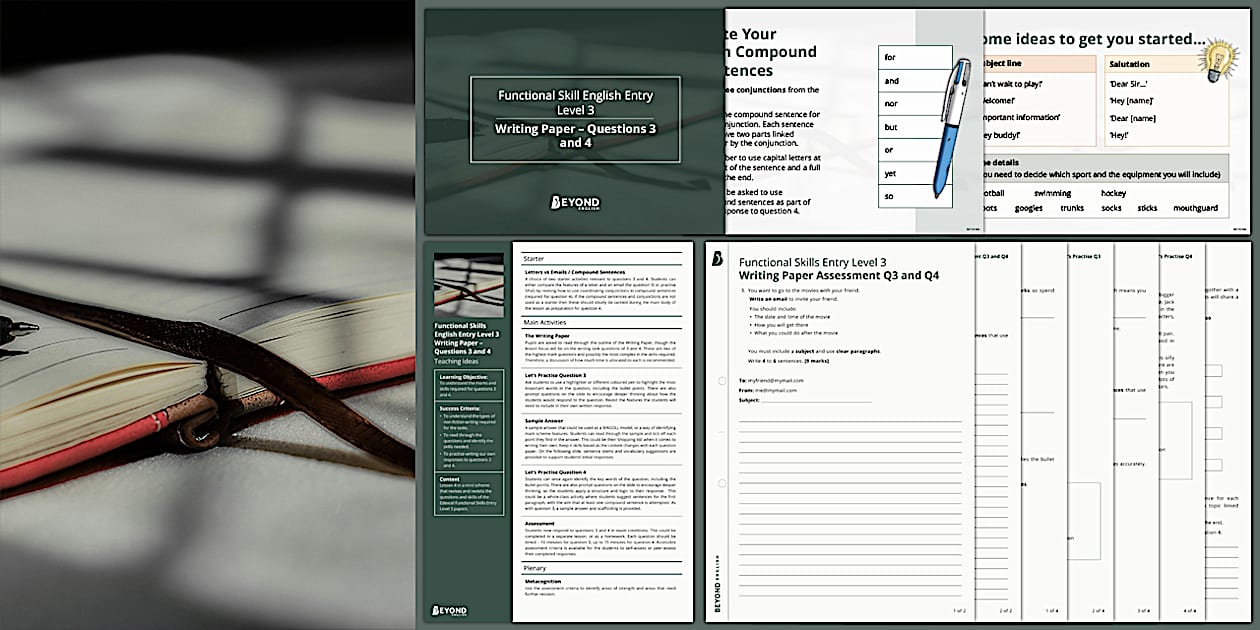 Functional Skills - Entry Level 3: Writing Paper - Questions 3 and 4