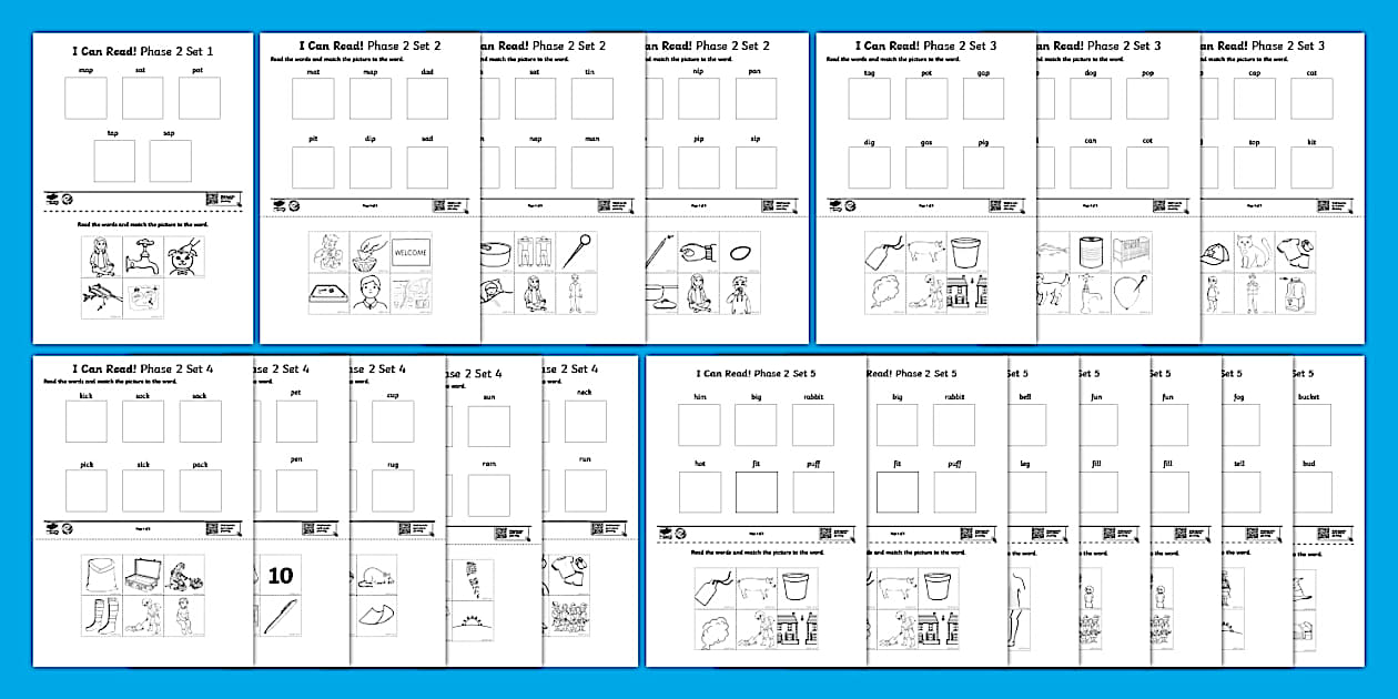 I Can Read! Phase 2 Words Worksheet Pack