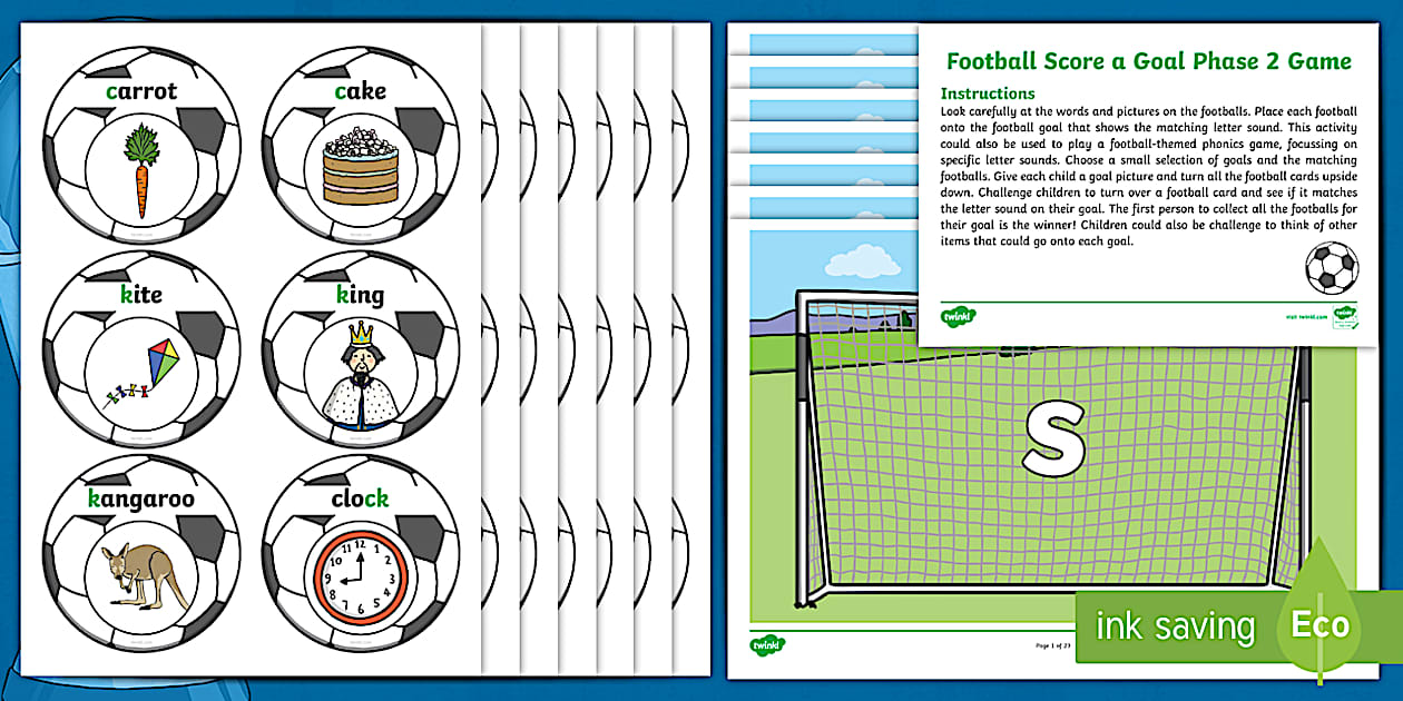 Football Score a Goal! Phase 2 Phonics Game (teacher made)