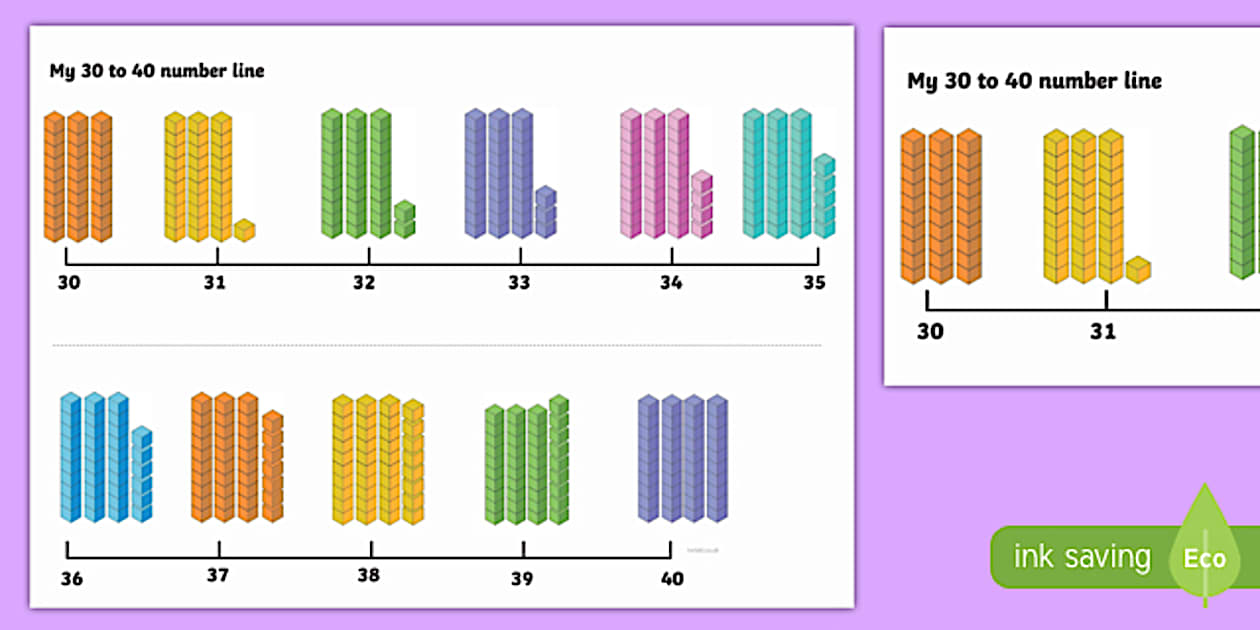 Number Line 30-40 with Dienes (teacher made) - Twinkl