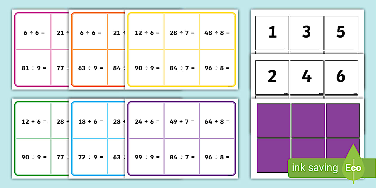 6, 7, 8, 9 10 Division Table Bingo - (teacher made) - Twinkl