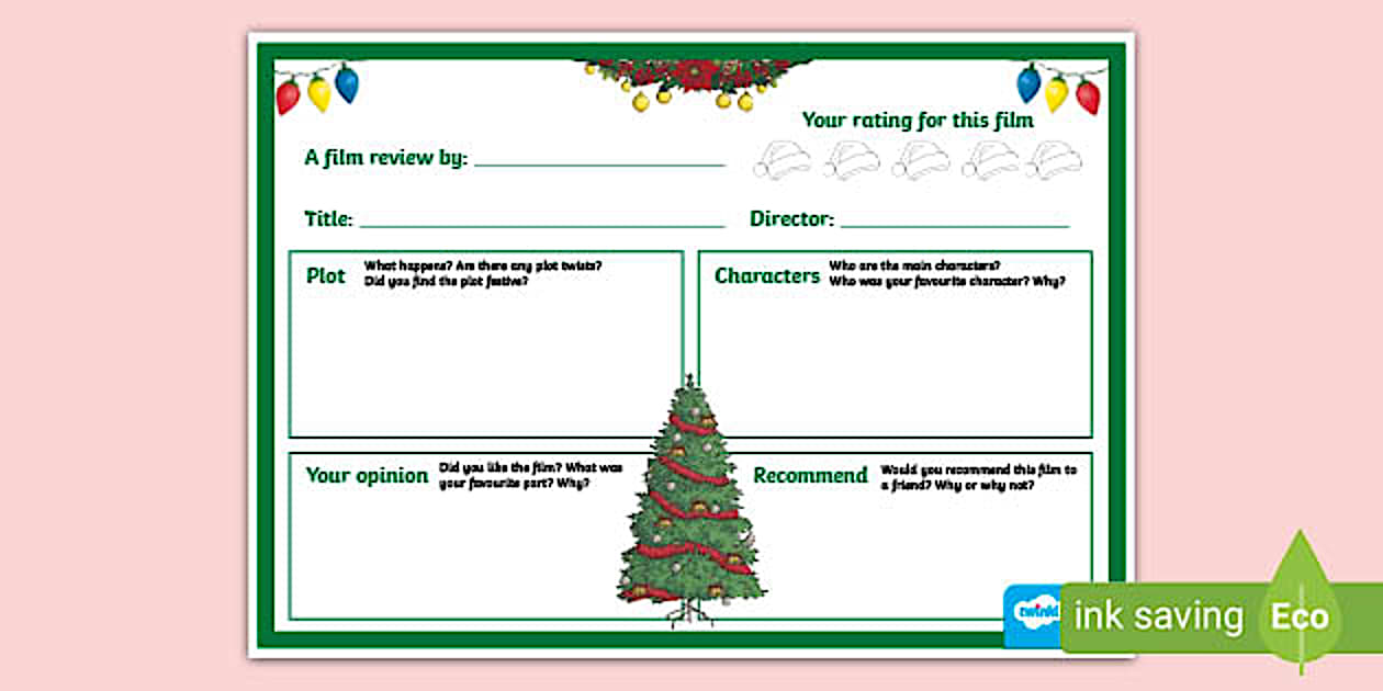 Christmas Film Review Writing Template - Twinkl