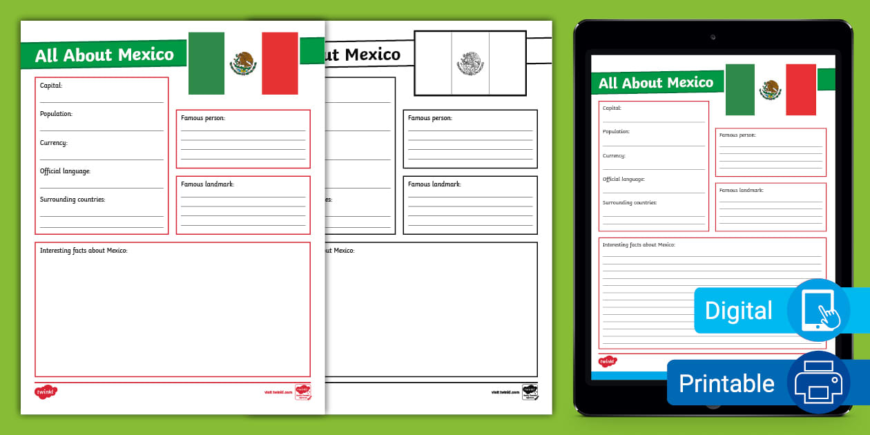 All About Mexico Research Worksheet