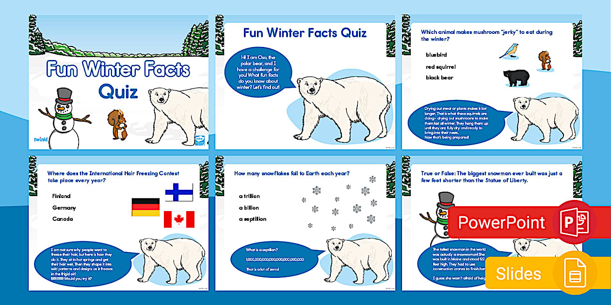 Winter Trivia Quiz Presentation | Fun Winter Facts Quiz