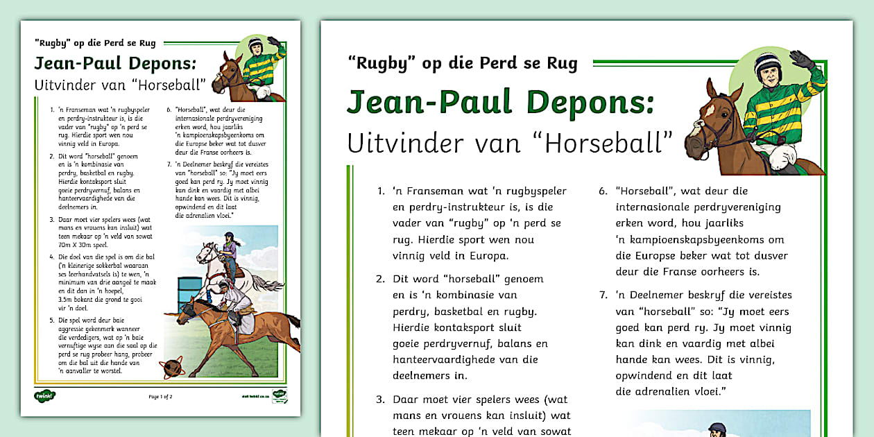 Jean-Paul Depons: Uitvinder van “Horseball”. Begripstoets.