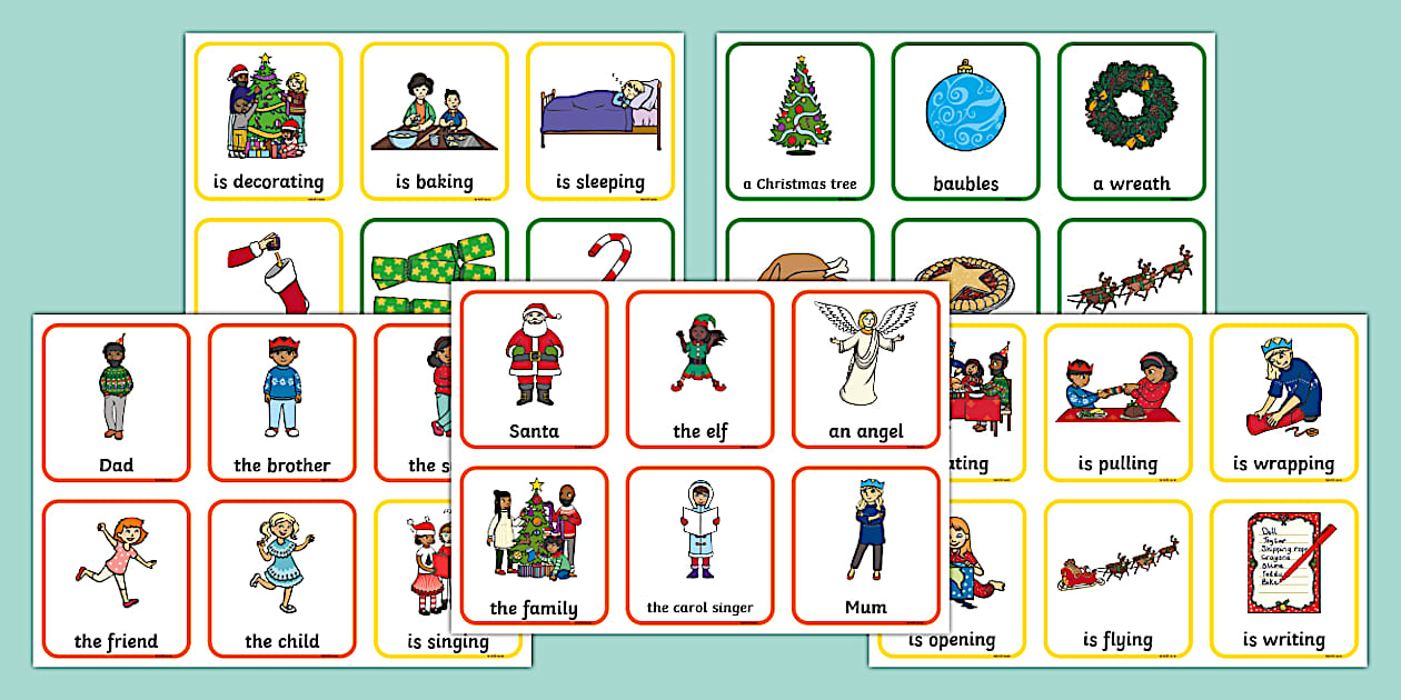 Christmas Topic Colourful Semantics - Twinkl